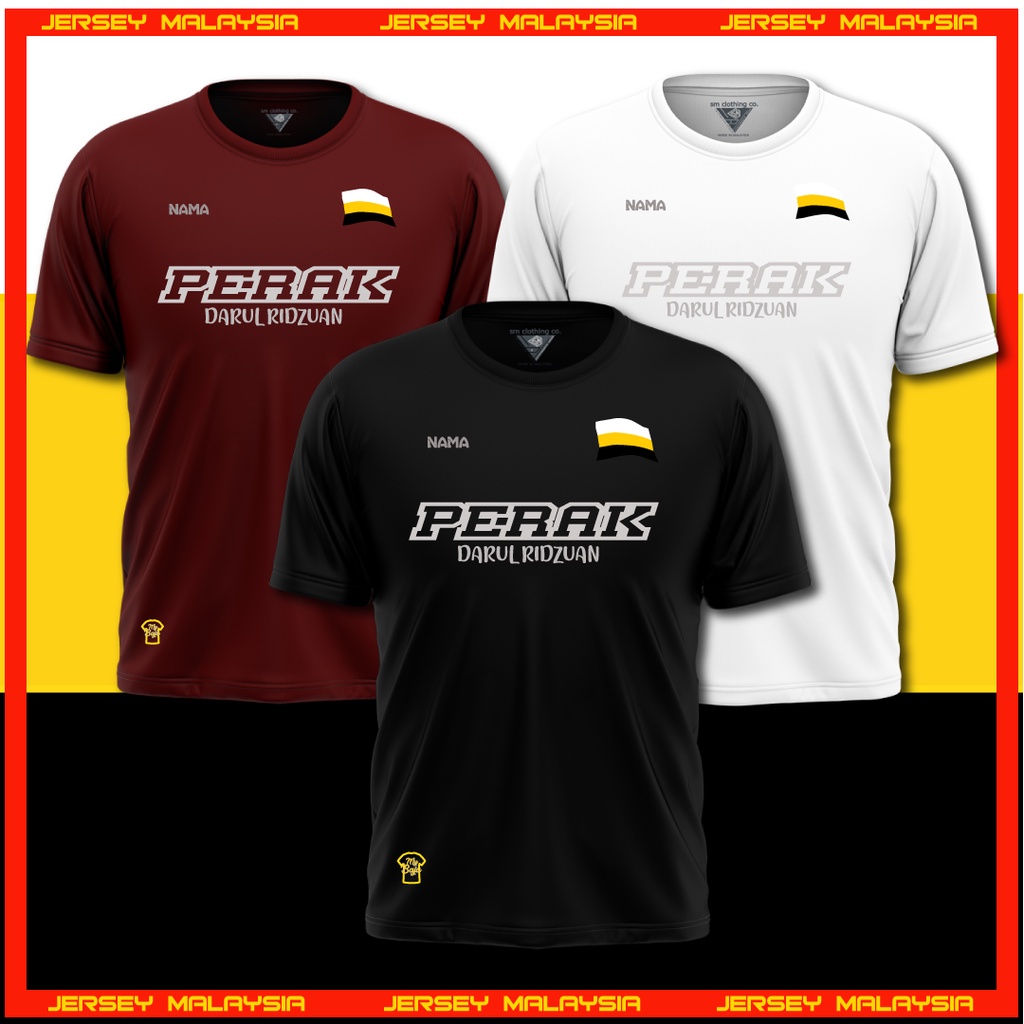 Perak jersey | Tshirt Perak microfiber | FREE Custom name | Shopee Malaysia