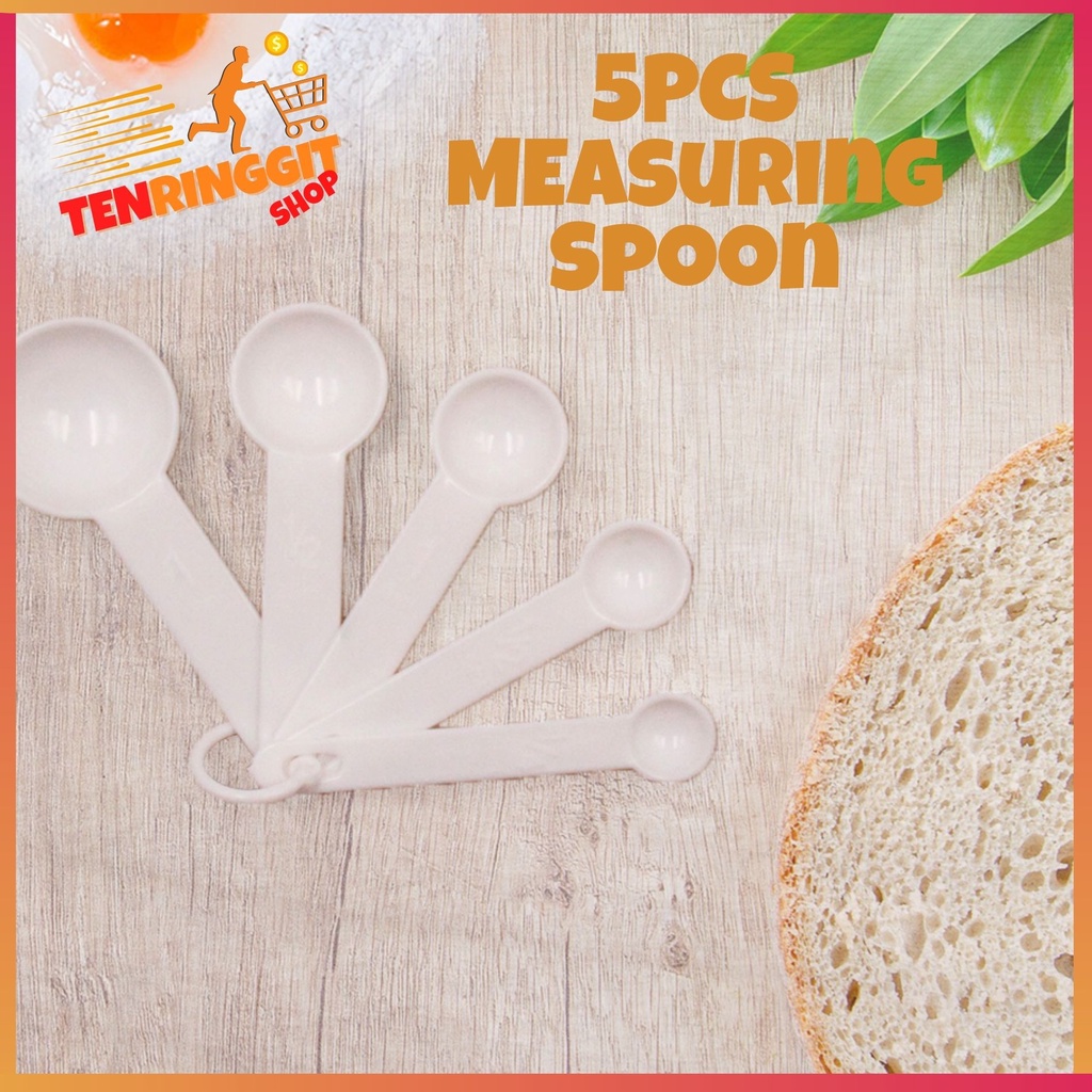 Ten Ringgit 5PCS Measuring Spoon White Plastic Teaspoon Tablespoon ...