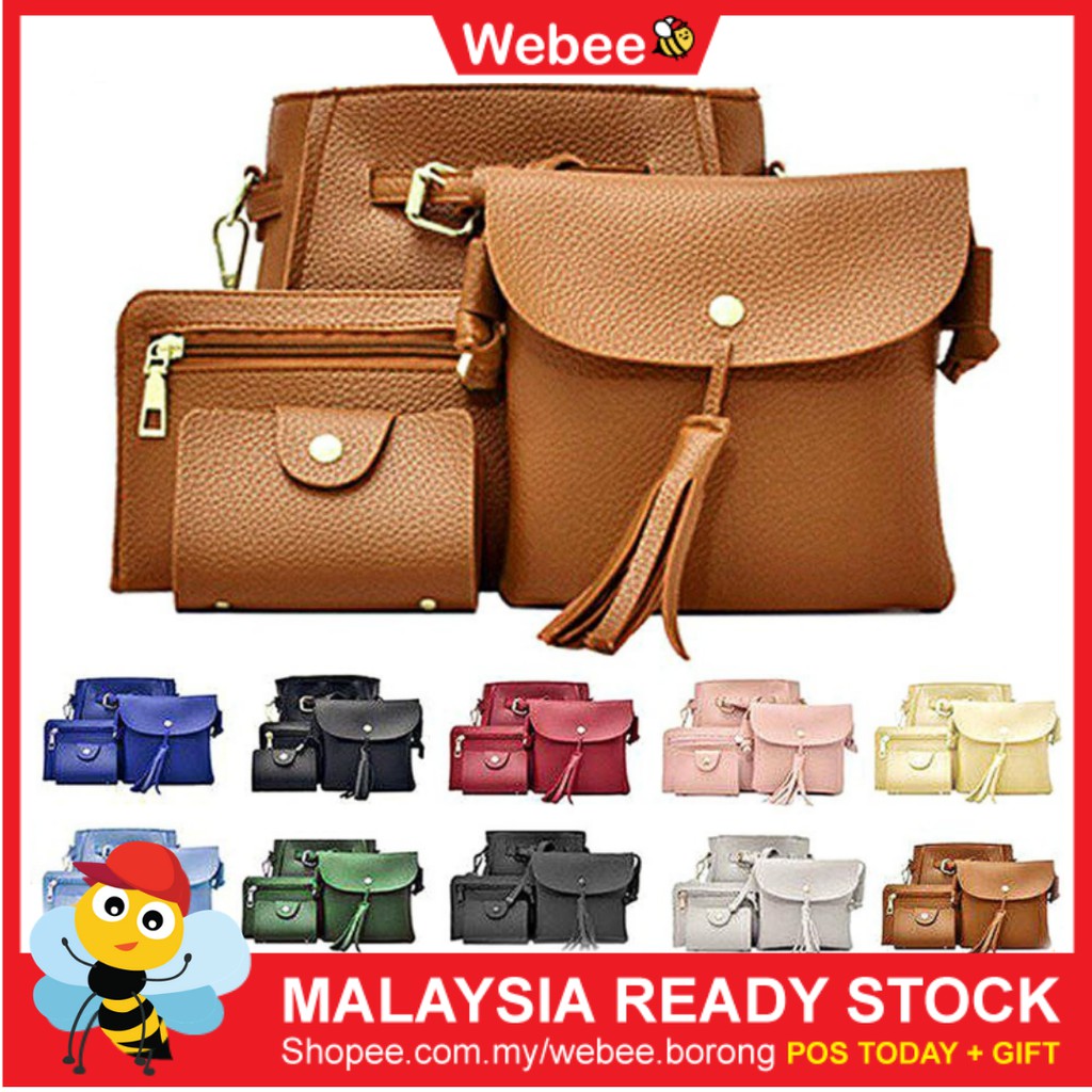 READY STOCK WEBEE 4 in 1 "PREMIUM" Set Cute Bag PU Handbags + Sling Set ...