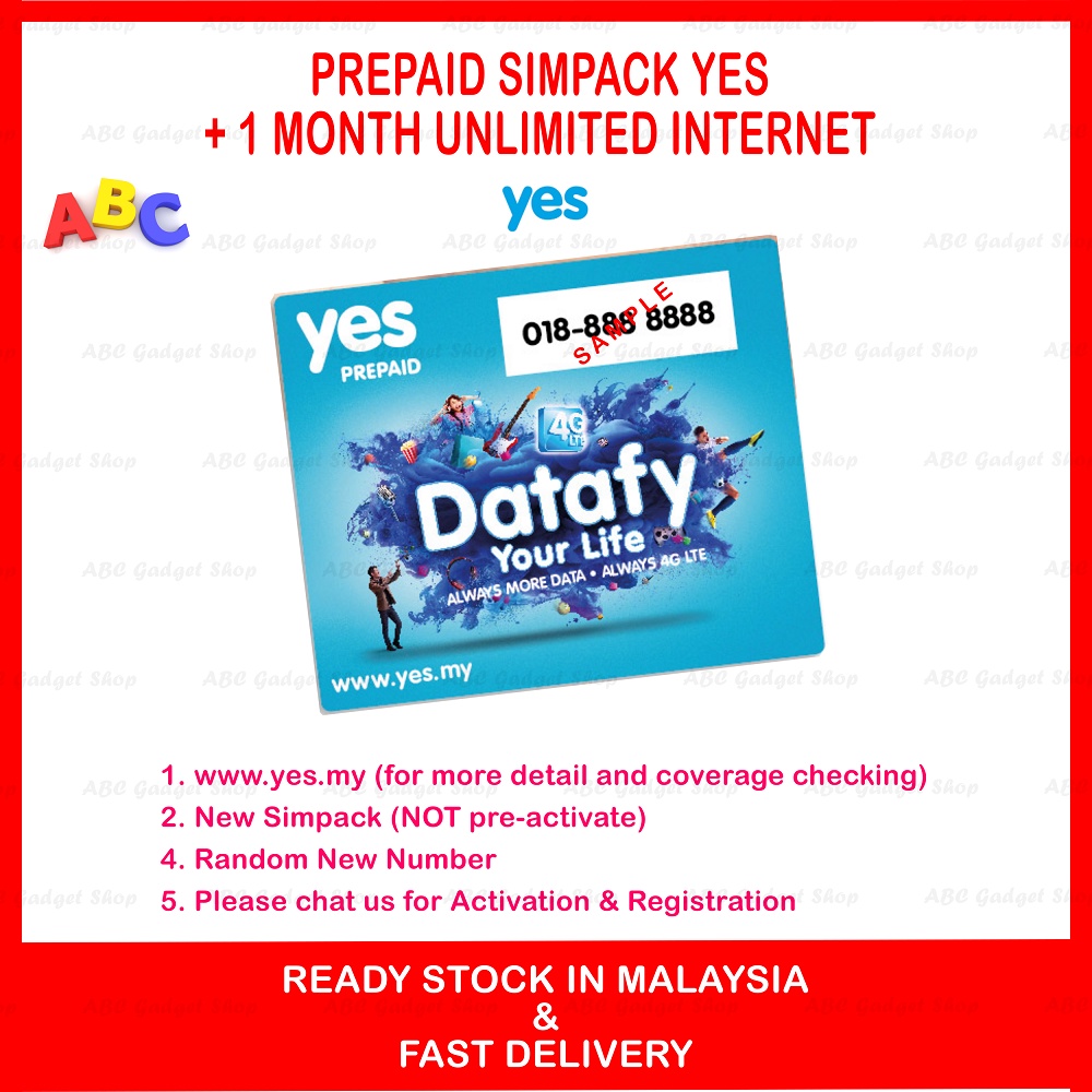 YES (5G) UNLIMITED PREPAID SIMCARD with 1 MONTH INTERNET FREE SIM ...