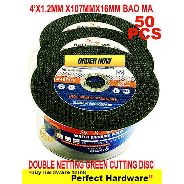 .x50pc 4'' X 1.2MM X107MM X16MM CUTTOP GREEN DOUBLE NETTING CUTTING ...