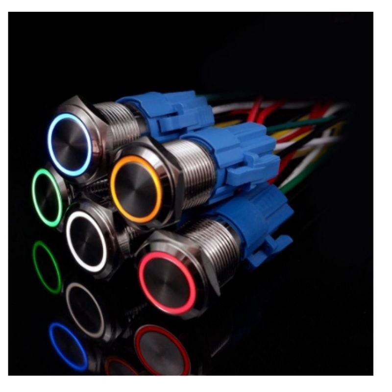 16MM METAL PUSH BUTTON SWITCH RING LED LIGHT 12V MOMENTARY | Shopee ...