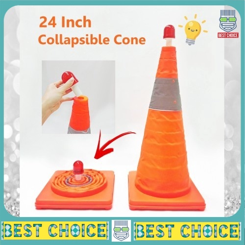KON 24 INCH Collapsible Foldable Safety Security Traffic Cone with ...