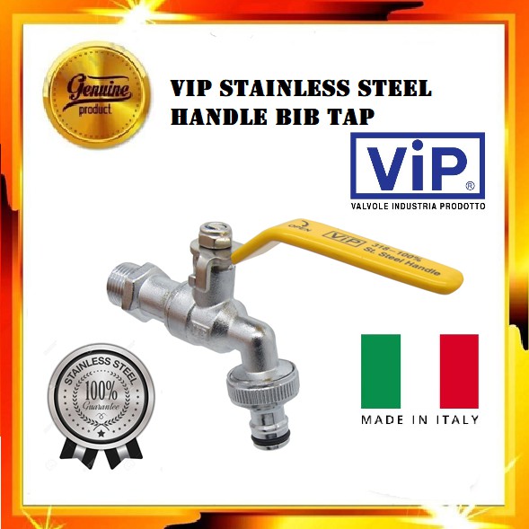VIP 1/2" 100% Stainless Steel Cross Handle Wall Bib Tap Outdoor Washing ...