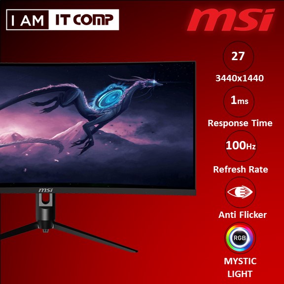 MSI Optix 34 Inch MAG342CQRV UWQHD(3440X1440) , Curved , 1MS , 100Hz ...