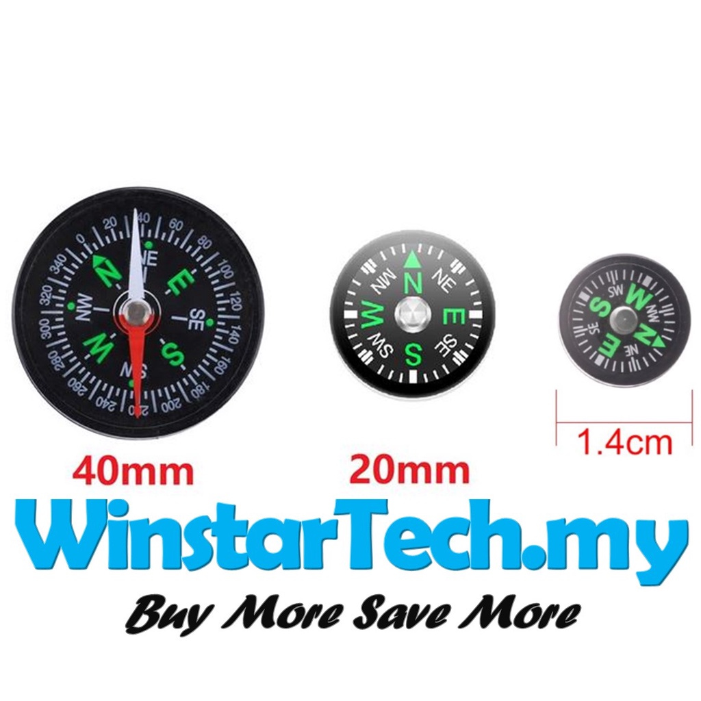 14mm 20mm 40mm size Mini Compass for Hiking, Black Survival Compass ...