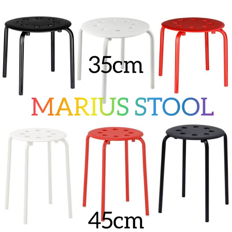 💥READY STOCK💥IKEA MARIUS STOOL 45cm/35cm White/Black/Red | Shopee Malaysia
