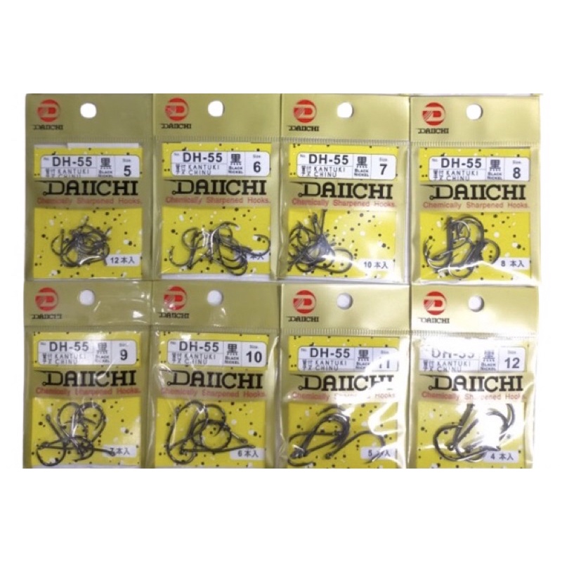 DAIICHI DH-55 KANTUKI CHINU BLACK NICKEL CHEMICALLY SHARPENED HOOKS ...