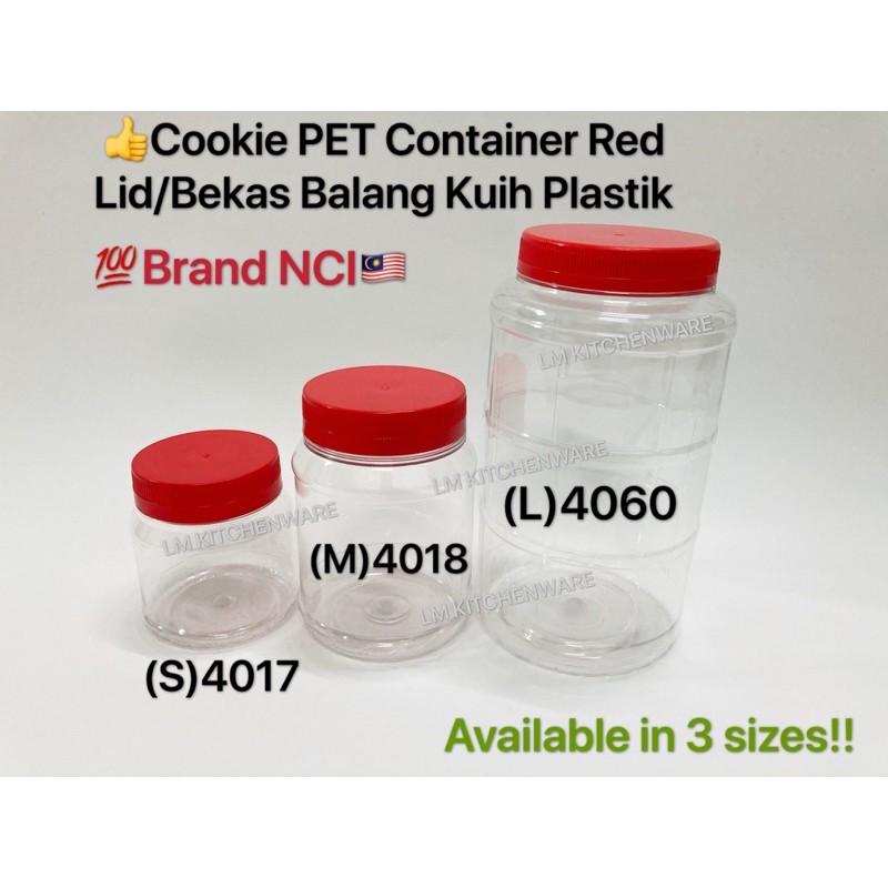 🔥CNY COOKIE CONTAINER RED LID/PET CONTAINER 4017/4018/4060/BEKAS BALANG ...