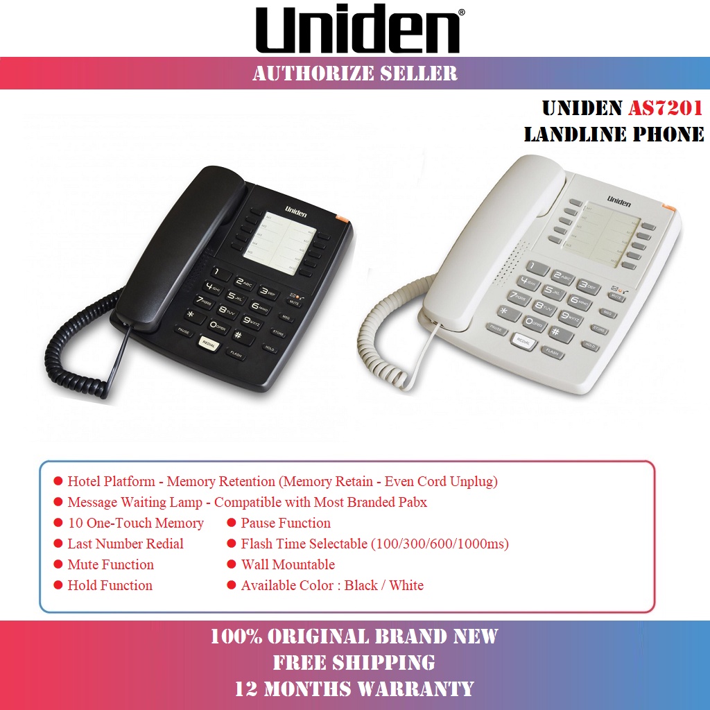 [Ready Stock] UNIDEN AS7201 Desktop Office House Home Landline Phone ...