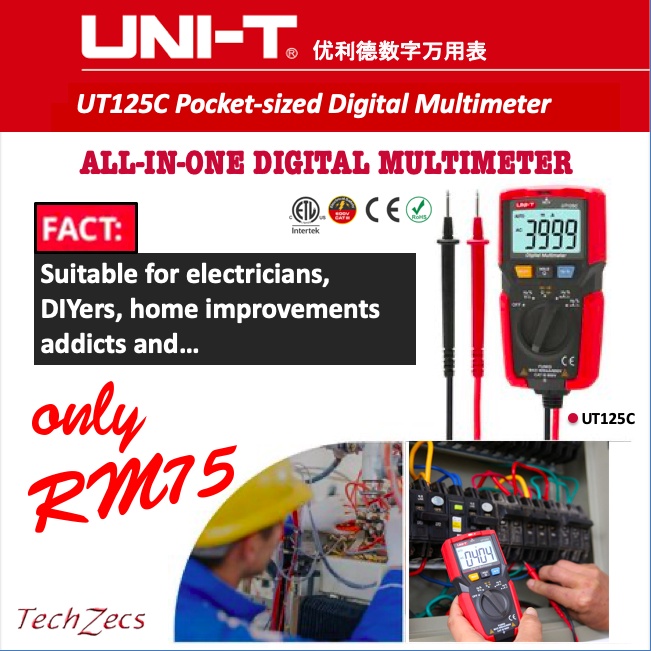 UNI-T UT125C Pocket-sized Digital Multimeter 优利德UT125C 口袋型数字万用表 | Shopee Malaysia