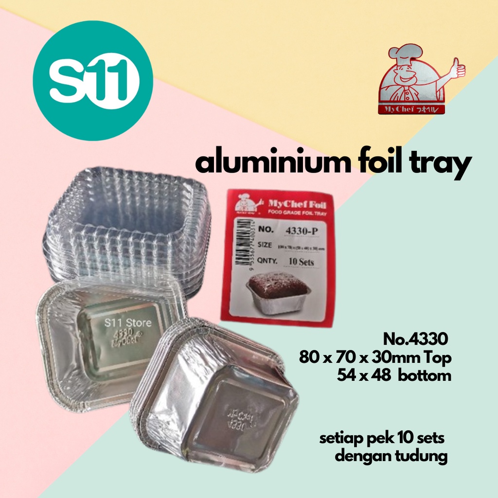MyChefs 4330 10Set Aluminium Foil Dengan Tudung Plastik Aluminium Foil Tray with Lid Pakai Buang ...