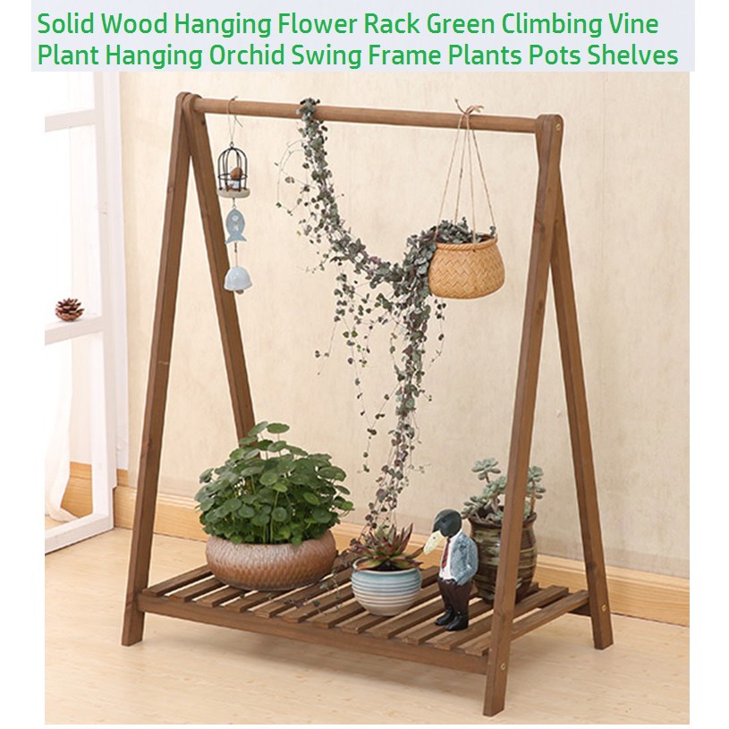 Solid Wood Hanging Flower Rack Green Climbing Vine Plant Hanging Orchid ...