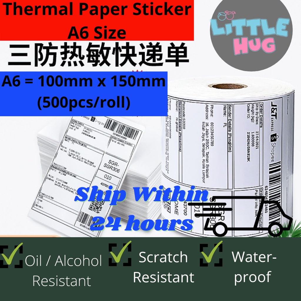 A6 SIZE 500pcs/roll Shopee Air Waybill AWB Thermal Paper Shipping Label ...