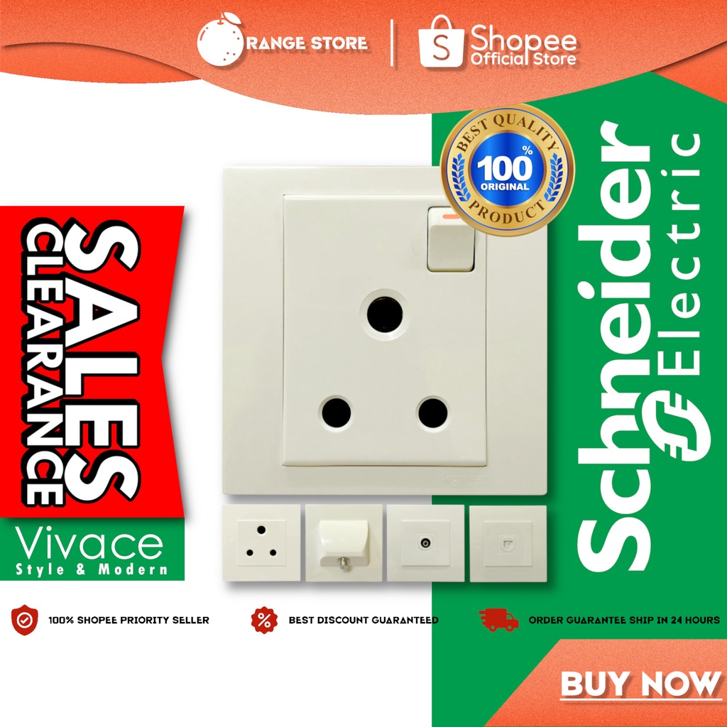 SCHNEIDER Vivace 15A Socket Switch Telephone Socket Outlet TV Outlet ...