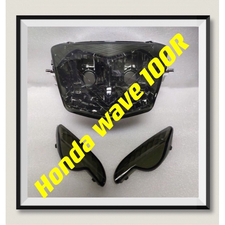 Wave100 R Wave100R HEAD LAMP + FRONT SIGNAL COVER TINTED LAMPU DEPAN ...