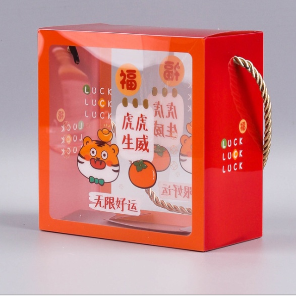 2022 CNY Year Tiger Candy Box Cute Round Gift Box Transparent PET Gift ...