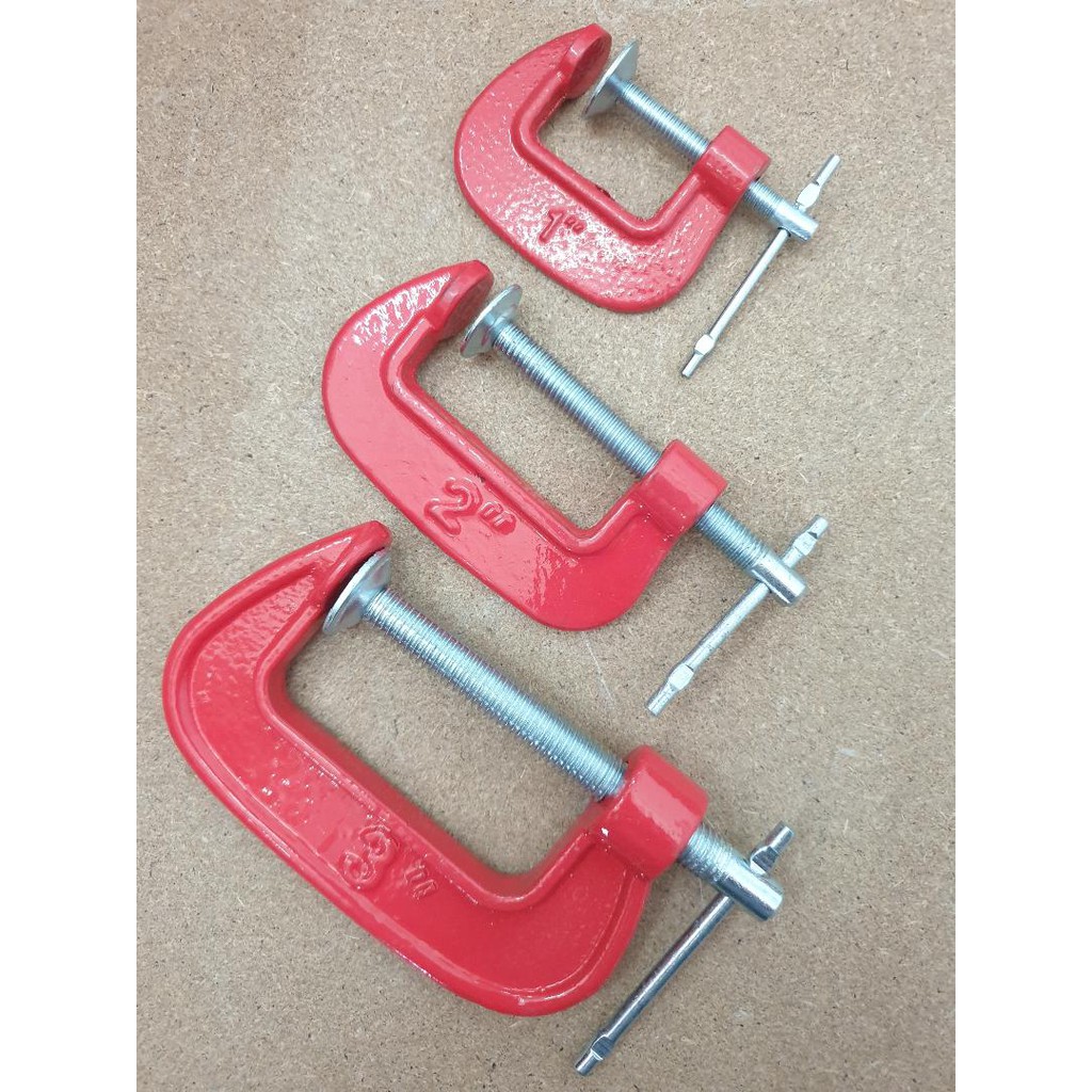 Heavy Duty G Clamp S M L (1" , 2" & 3" )Size Red G-clamp Steel Metal ...