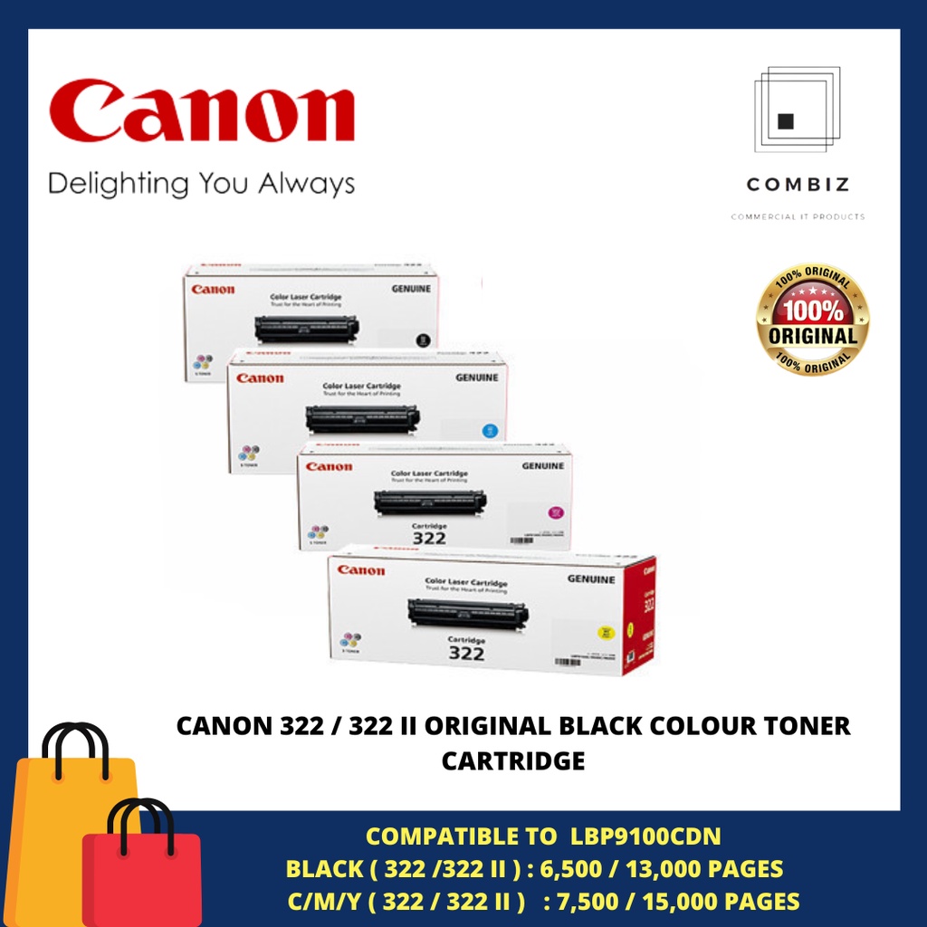 CANON 322 / 322 II ORIGINAL BLACK COLOUR TONER CARTRIDGE FOR LBP9100CDN ...