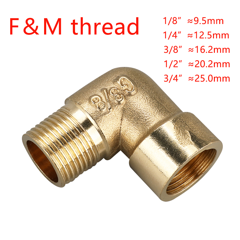 1/8" 1/4" 3/8" 1/2" 3/4" Male Female Thread Brass Equal Elbow Fittings 90 Degree Brass Elbow ...