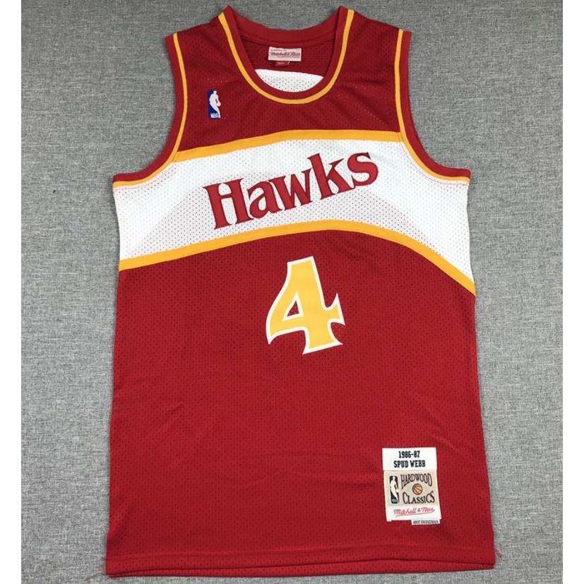 new NBA men’s Atlanta Hawks #4 Spud Webb retro embroidery basketball ...