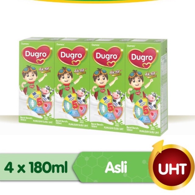 Dugro UHT Ak-Tif 180ml x 4 (Ready-to-Drink) | Shopee Malaysia