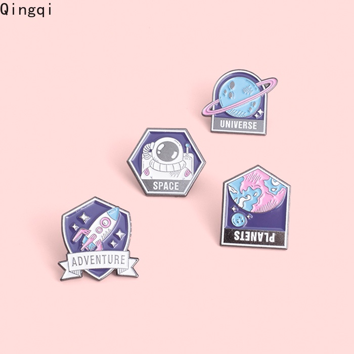 Space Astronaut Enamel Pins Planet Rocket Space Station Bag Brooch ...