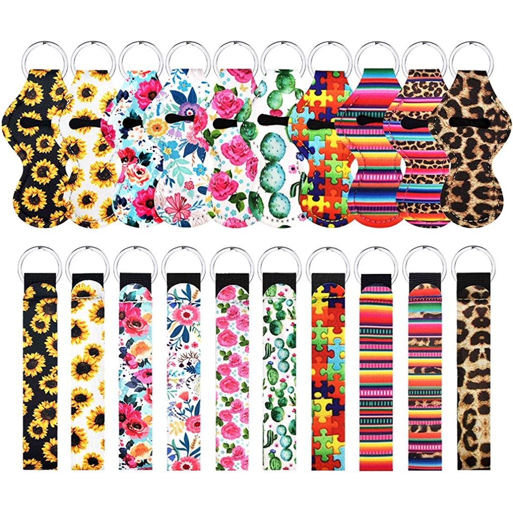Chapstick Holder Keychains Neoprene Wristlet Keychain Lanyards Neoprene ...