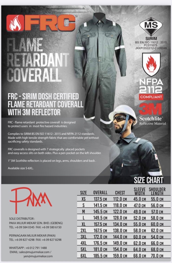 [SIRIM]FRC™ Fire Retardant Coverall-XS to 6XL [READY STOCK] | Shopee ...
