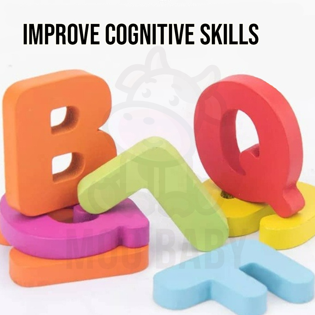 Moo Baby Puzzle ABC Puzzle 123 Number Puzzle Kayu Baby Toy Educational ...