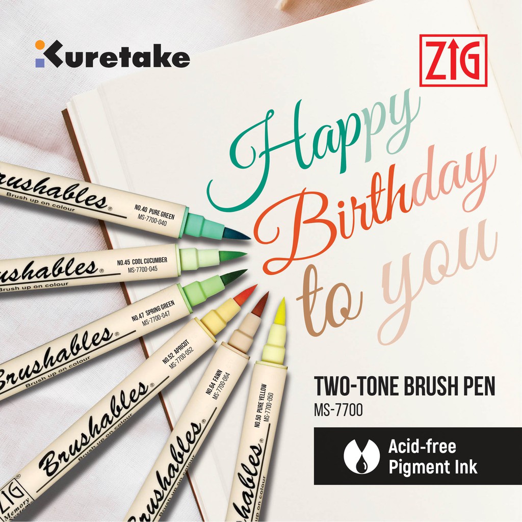 Kuretake MS-7700 Zig Brushables Two-Tone Brush Pen (LIST 2/4 ...