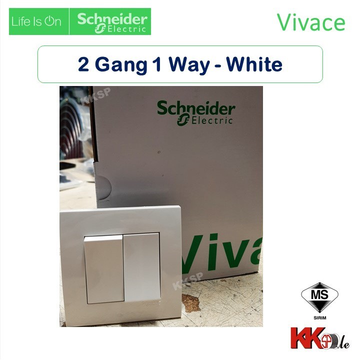 Schneider Vivace 2 Gang 1 Way Switch, 2Gang 1Way - White (KB32/1 ...