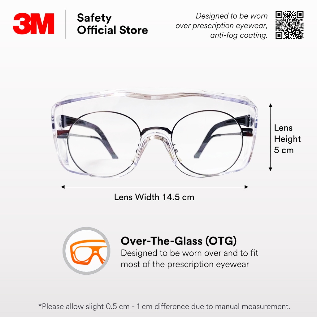 3M™ OX1000 Safety Eyewear 12163 / Over Spectacle / Protective Glasses ...