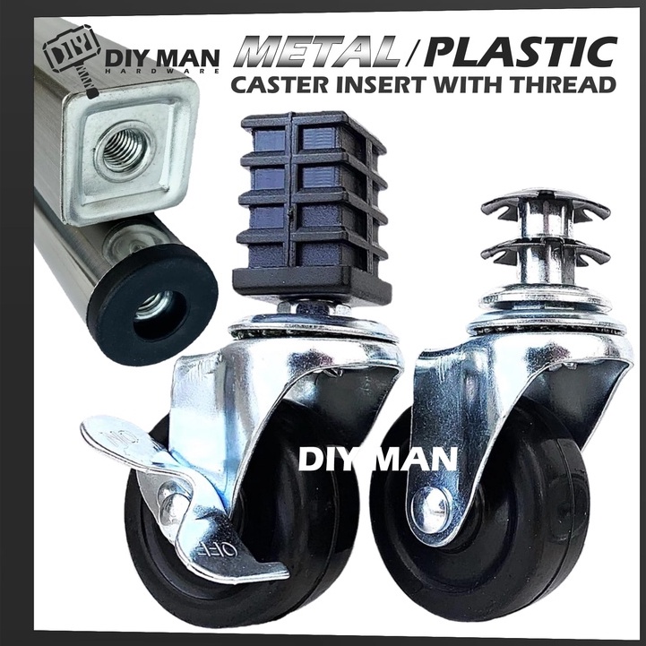 Metal/Plastic Caster Insert with Thread / Wheel Roller Furniture Caster ...