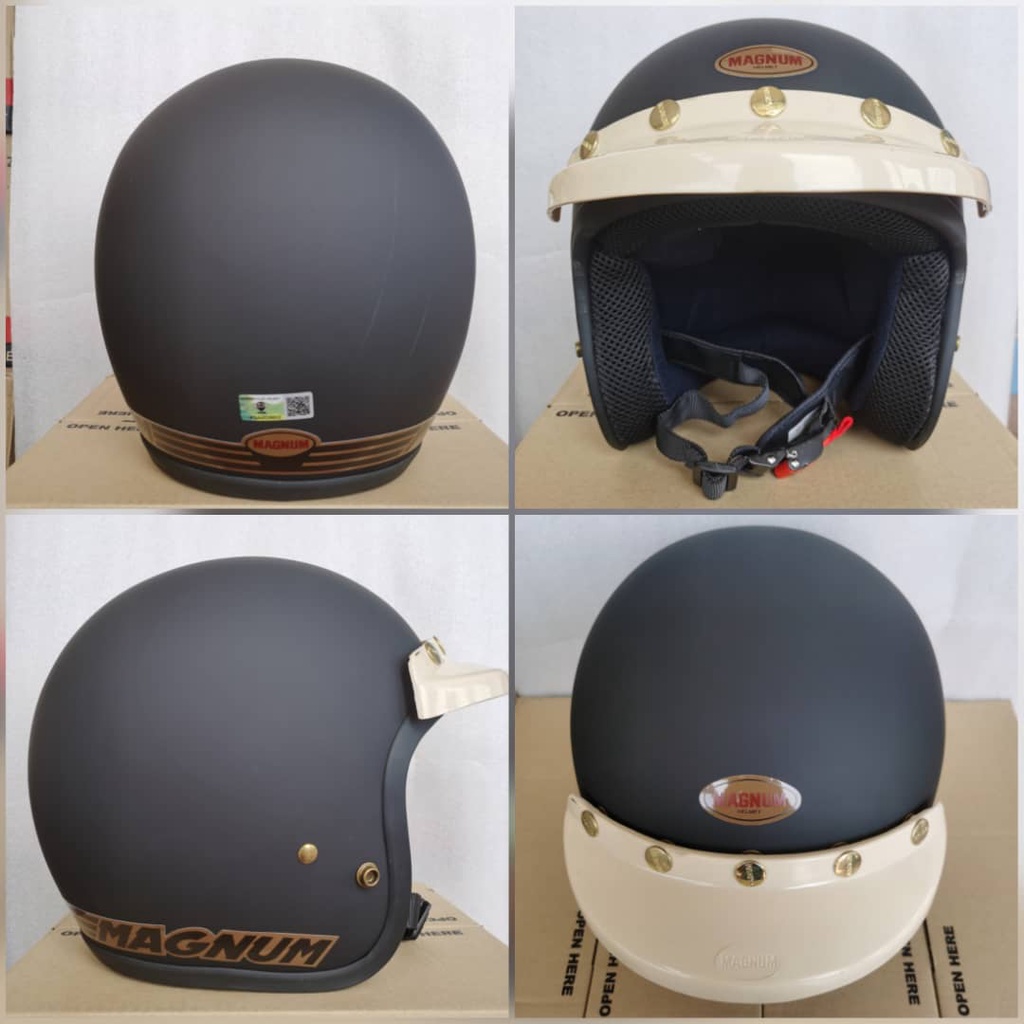 MAGNUM 5 BUTTON (M9) WHITE CAP MOTORCYCLE HELMET100% ORIGINAL | Shopee ...