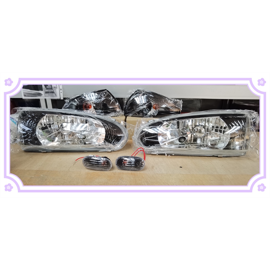 ( Free Fender Lamp ) Proton Wira Crystal Glass Headlamp + Corner Lamp ...