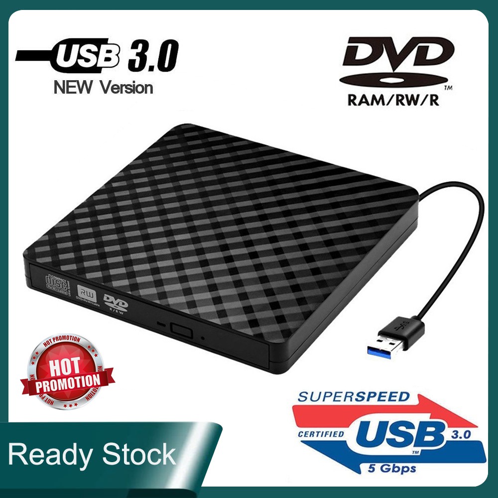 USB 3.0 External DVD Drive Portable Ultra DVD CD RW Writer Burner ...