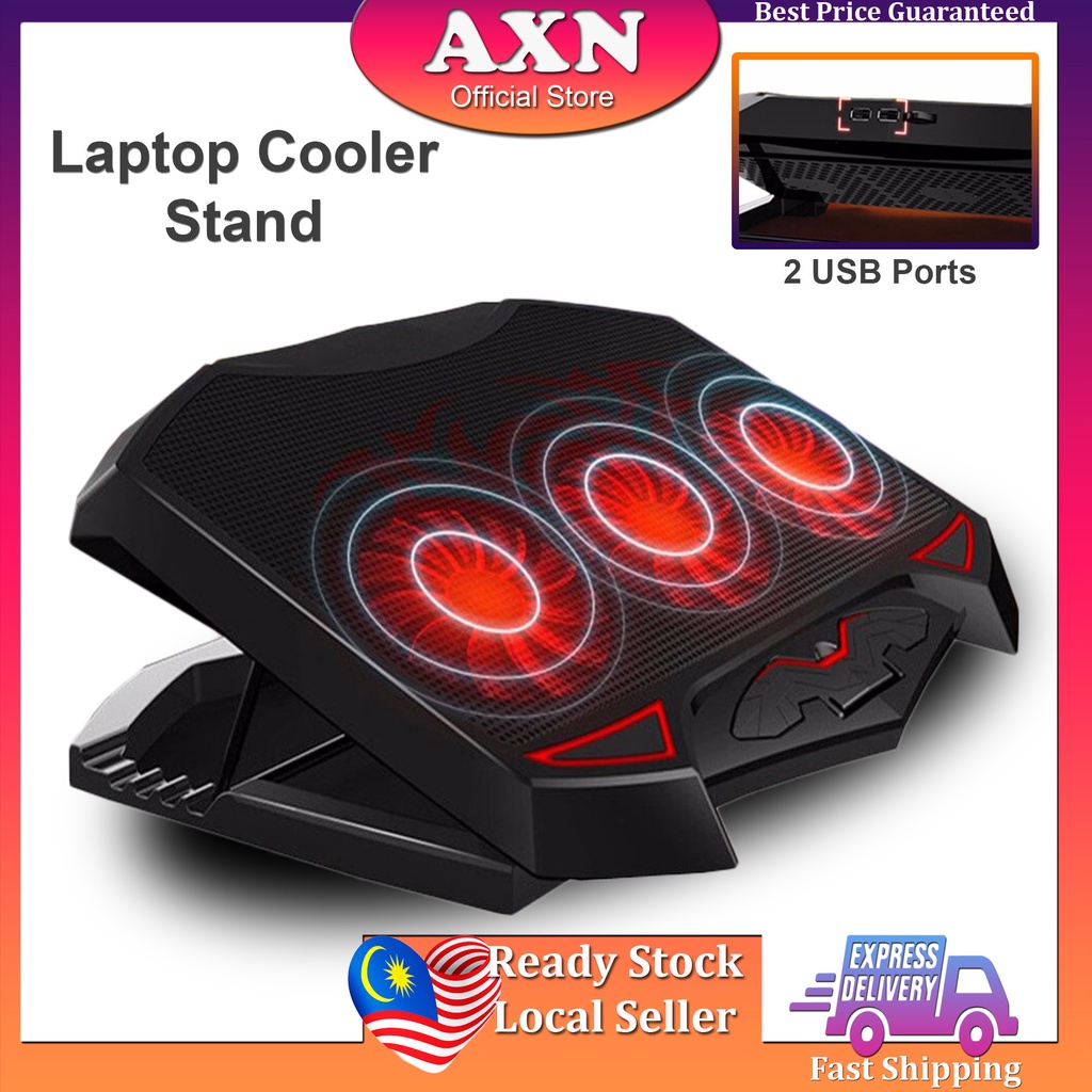 AXN LED 3 Fans Strong Wind USB Laptop Cooler Fan Cooling Pad Height ...