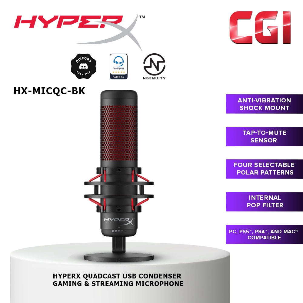 HyperX QuadCast USB Condenser Gaming & Streaming Microphone For PC, PS4 ...