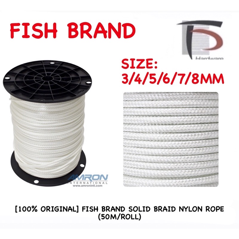 [100% ORIGINAL] FISH BRAND SOLID BRAID NYLON ROPE (50M/ROLL) | Shopee Malaysia