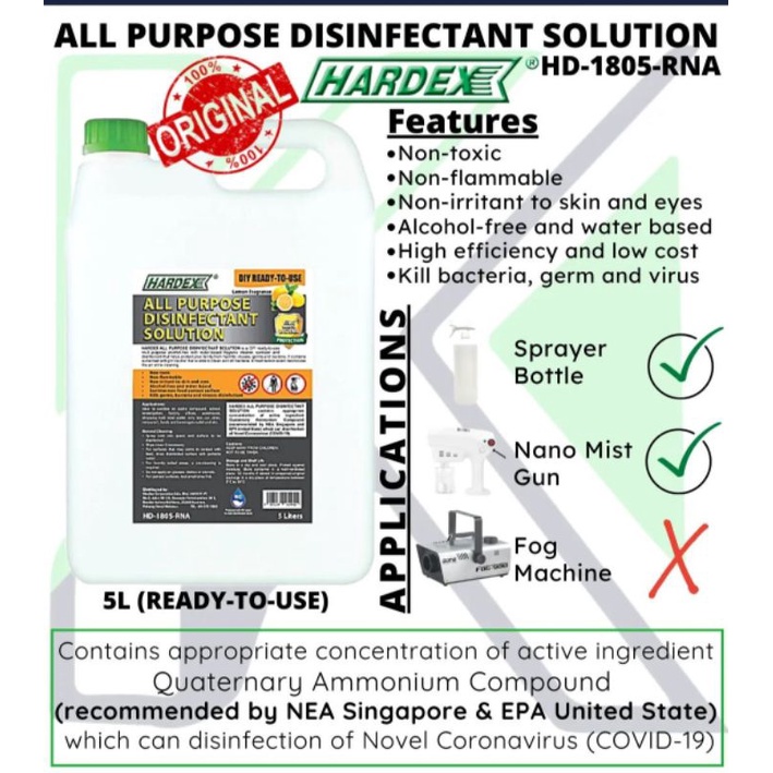 HARDEX ALL PURPOSE DISINFECTANT 5L | Shopee Malaysia
