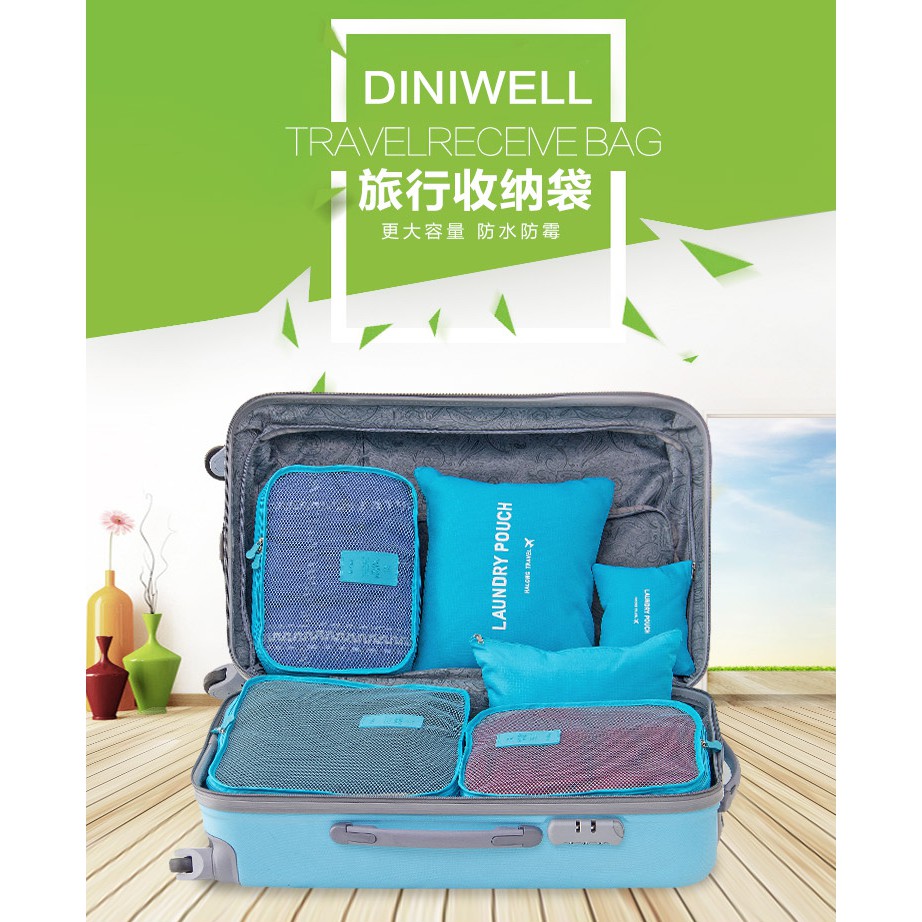 6-in-1 Waterproof Travel Packing Cubes – Polyester Organizer Bags for ...