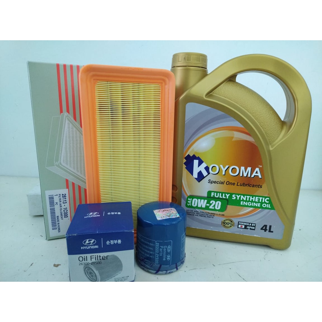 HYUNDAI GETZ AIR FILTER + OIL FILTER + KOYOMA 0W20 FULLY SYNTHETIC ...