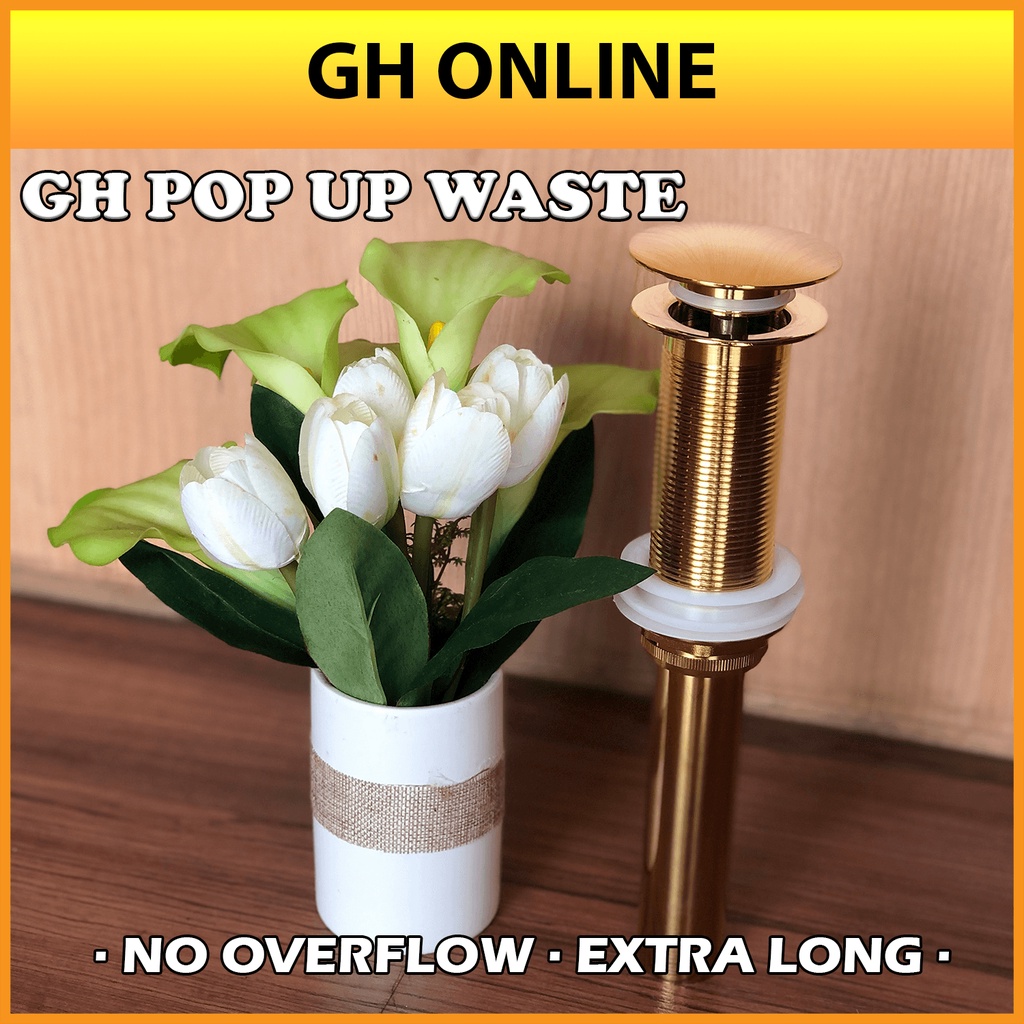 BASIN WASTE GOLD POP UP WASTE GOLD EXTRA LONG / NO OVERFLOW/READY STOCK ...