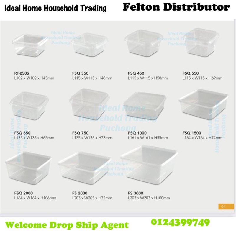 Felton Container / Tapau Box / Square Container / FSQ 1000 / FSQ 1500 ...