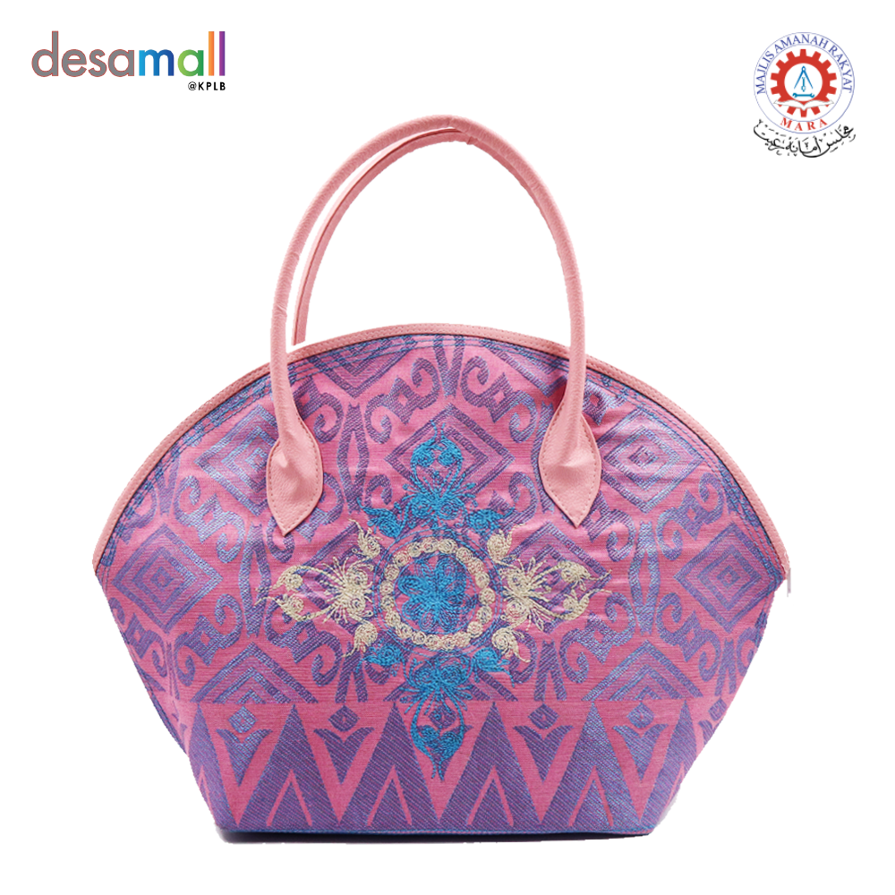 ONE RAIZAH Songket Women Handbag Shoulder Bags Tote Color Pink (42cm x ...