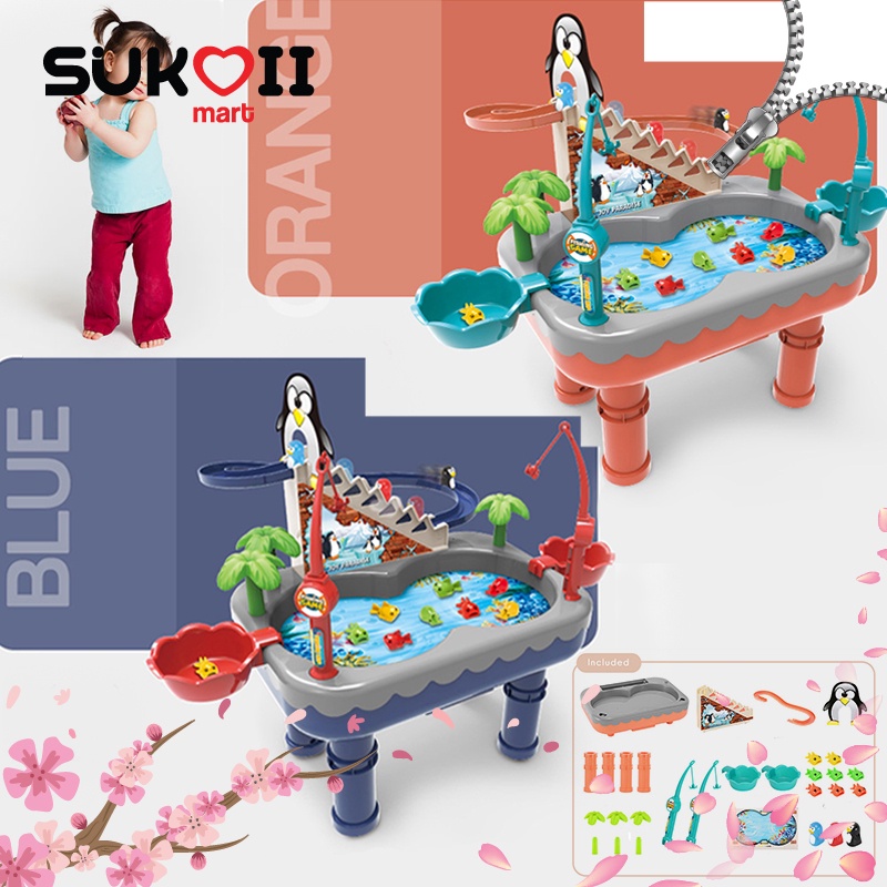 SKOI 2 In 1 Children Fishing Toy With Water Electric Penguin Race ...