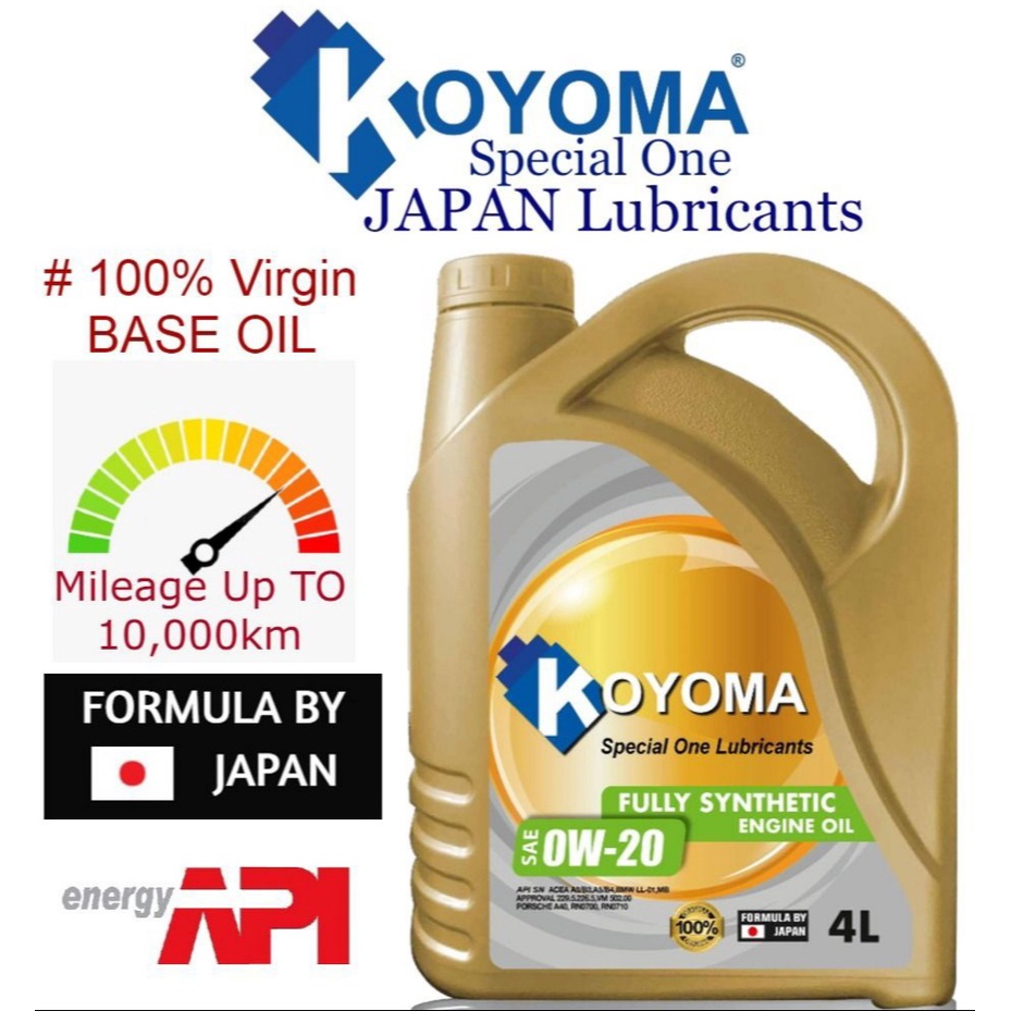 100% ORIGINAL OIL KOYOMA 0W20 FULLY SYNTHETIC ENGINE OIL API | Shopee ...