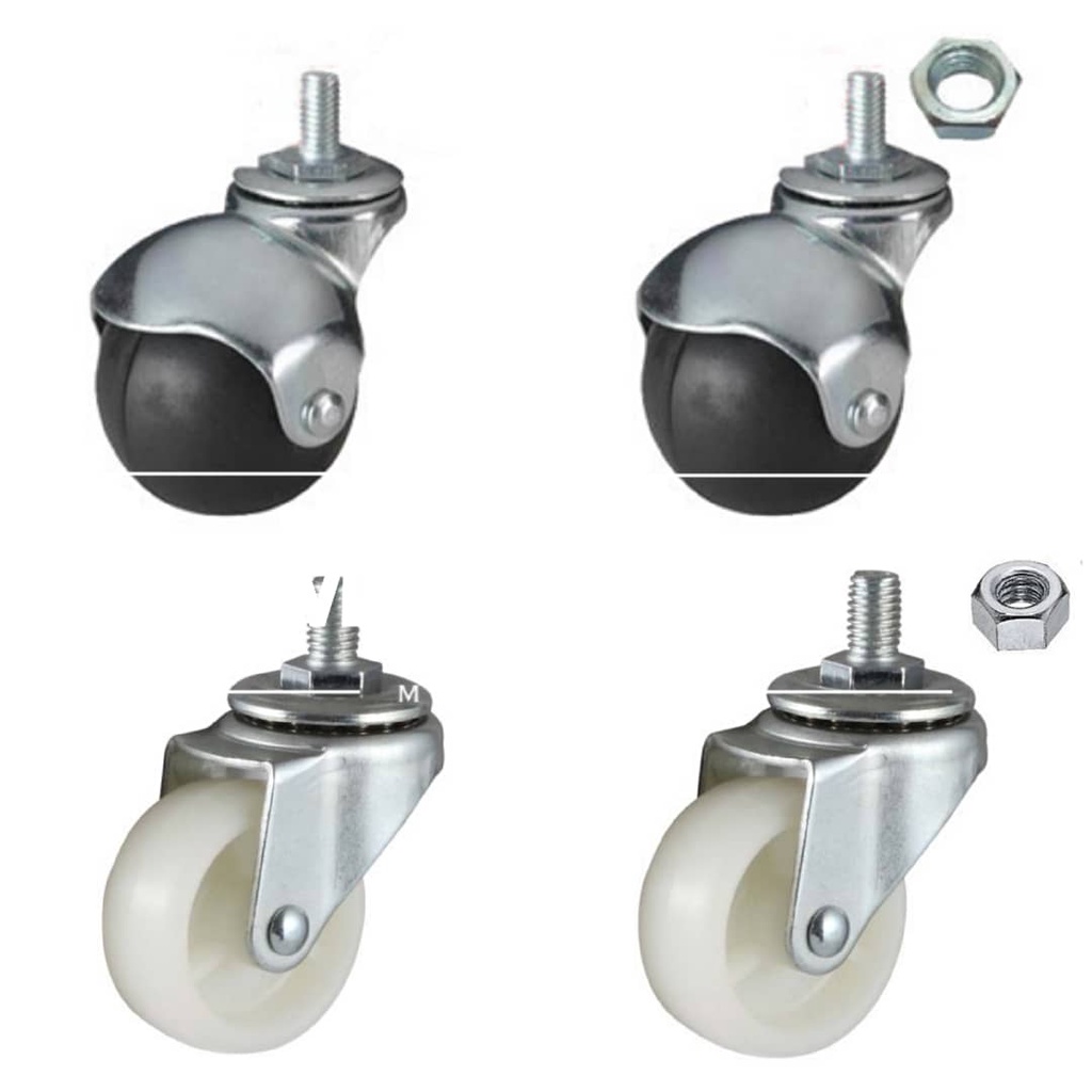 50mm Round Ball Wheel 2 inch Caster Roller Thread Screw M12 Swivel ...