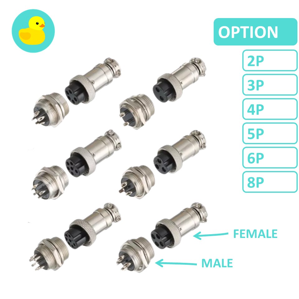 GX16 Aviation Connector Socket Female & Plug Male 2 Pin - 8 Pin ...
